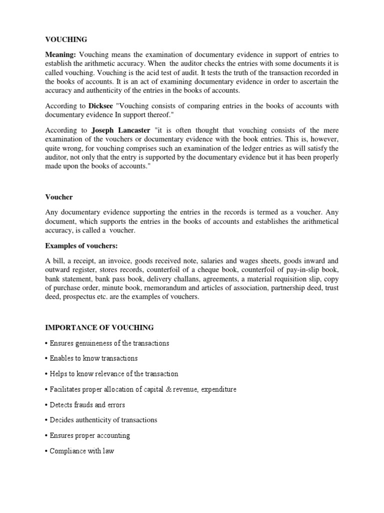 Vouching Meaning: Vouching Means The Examination of Documentary ...