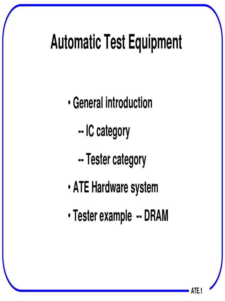 Automatic Test Equipment: - General Introduction | PDF | Computer Data ...