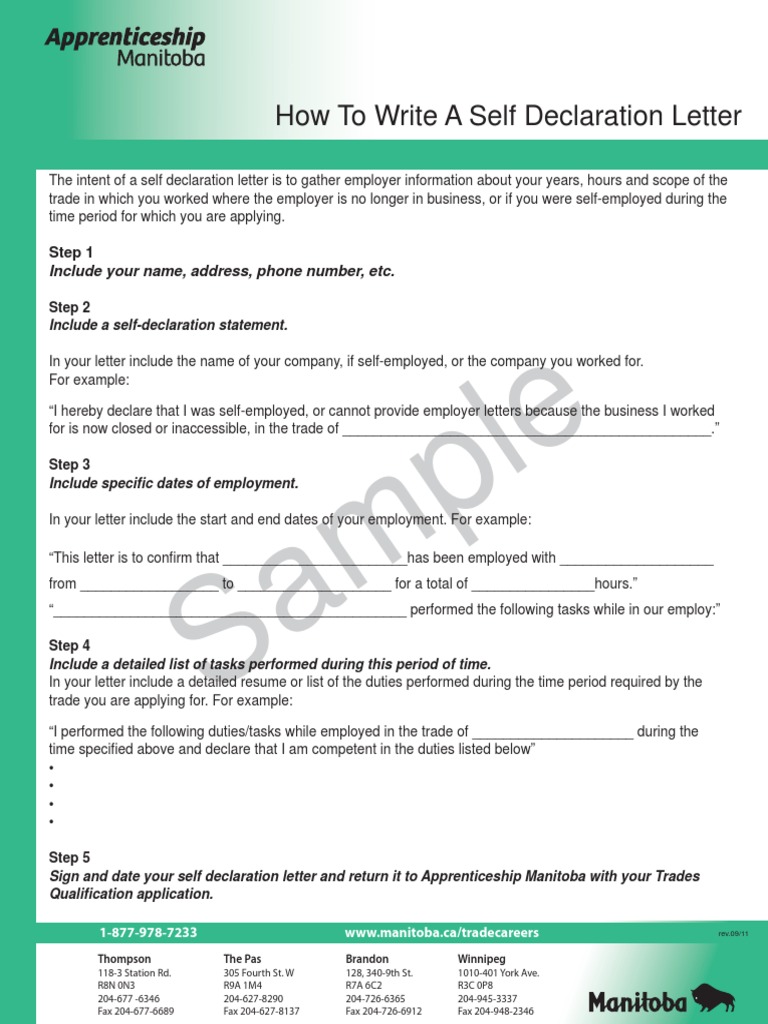 Sample Self Declaration Letter | PDF