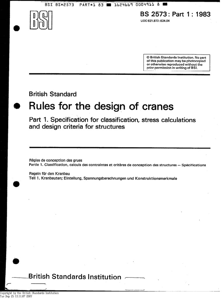 BS 2573 - Crane Design - Design Rules | PDF | Foreign Language Studies ...