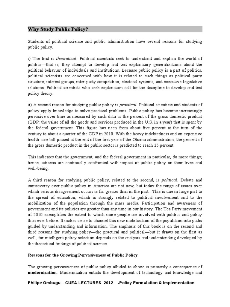 Why Study Public Policy | Policy | Political Science