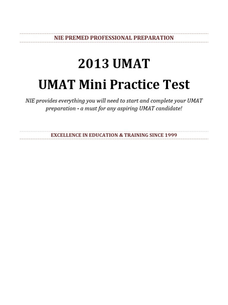 Free UMAT Practice Questions | PDF | Patient | Science Free UMAT Practice Questions | PDF | Patient | Science