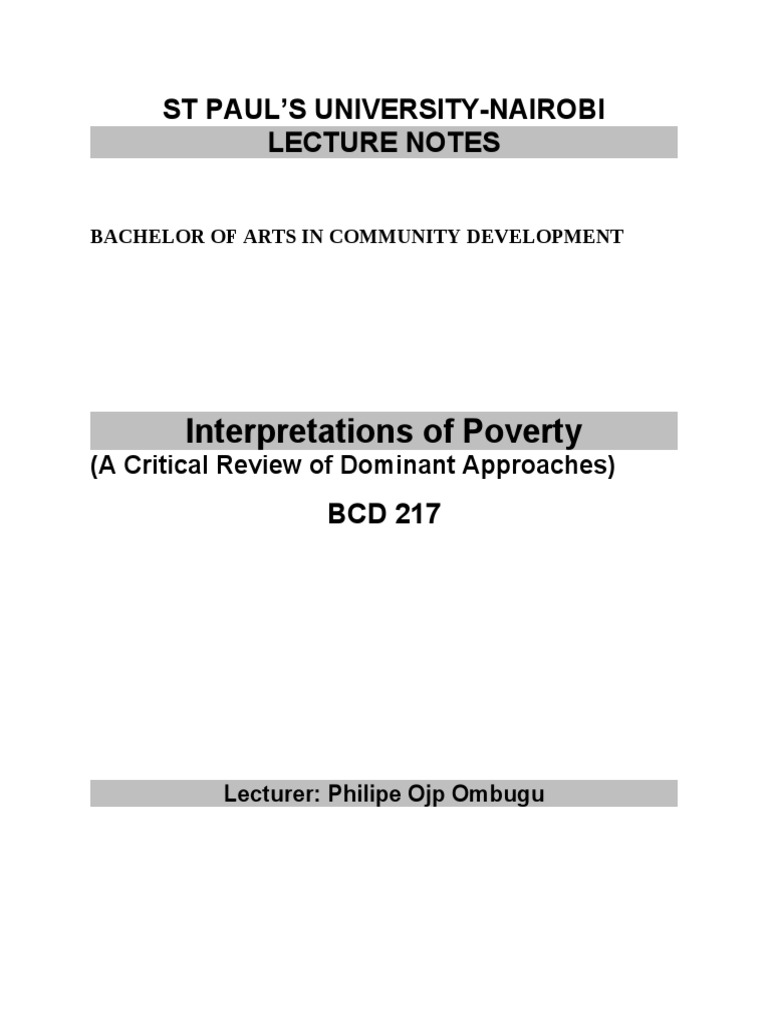 Understanding Poverty Lecture Notes | Download Free PDF | Poverty ...