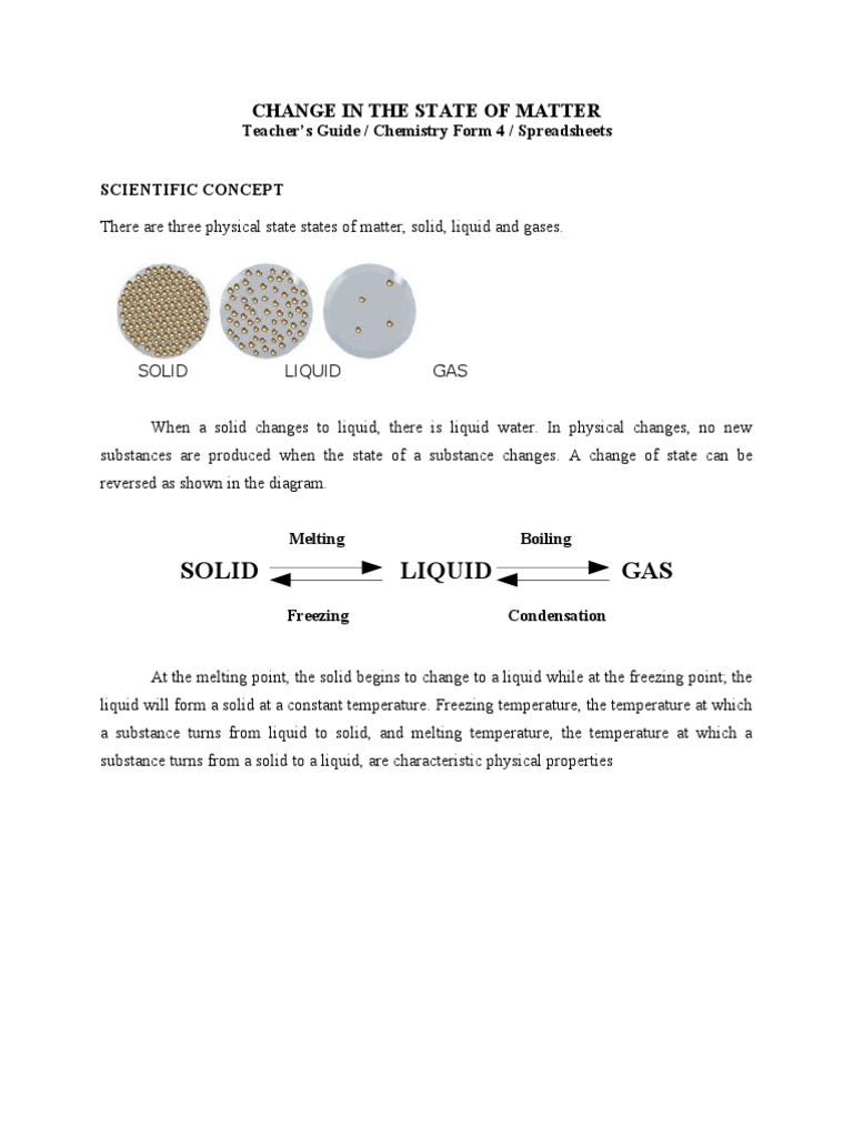 Change in The State of Matter-Editted | PDF | Freezing | Melting Point