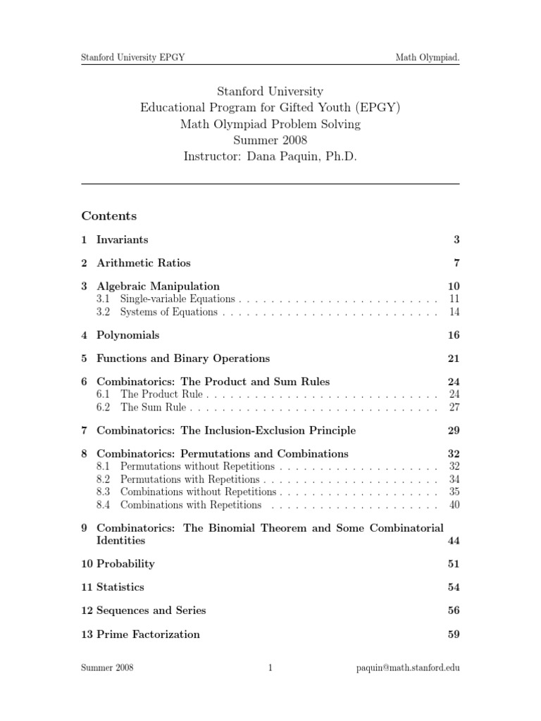 An In-Depth Introduction to Key Mathematical Concepts and Problem Solving Techniques for Math ...