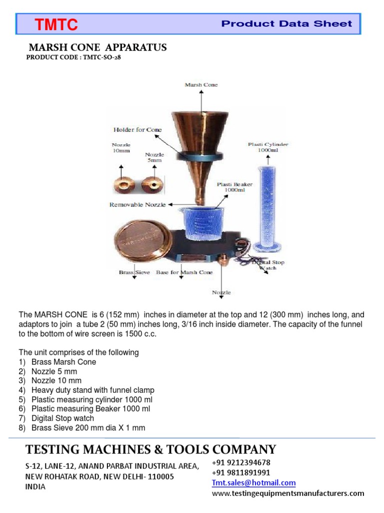 Marsh Cone Apparatus: Testing Machines & Tools Company | PDF | Business