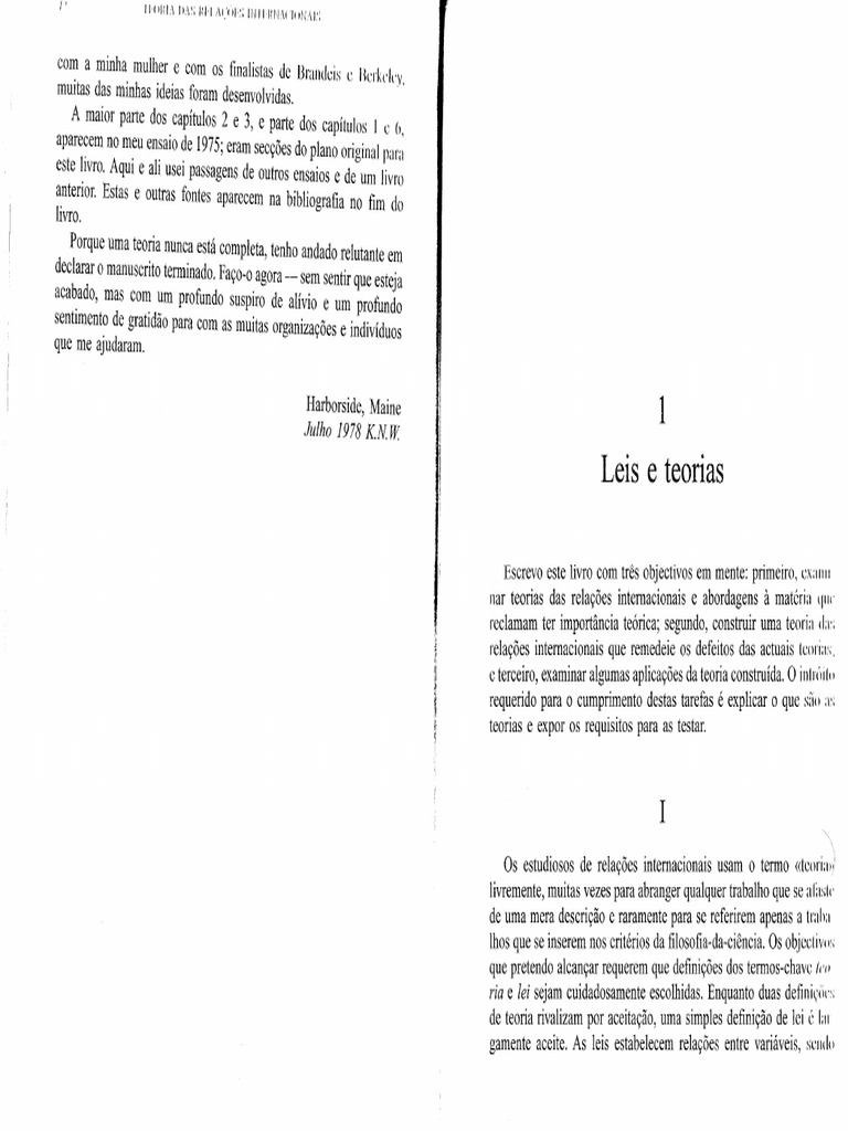 .WALTZ, Kenneth. Teoria Das Relações Internacionais Cap. 1 | PDF