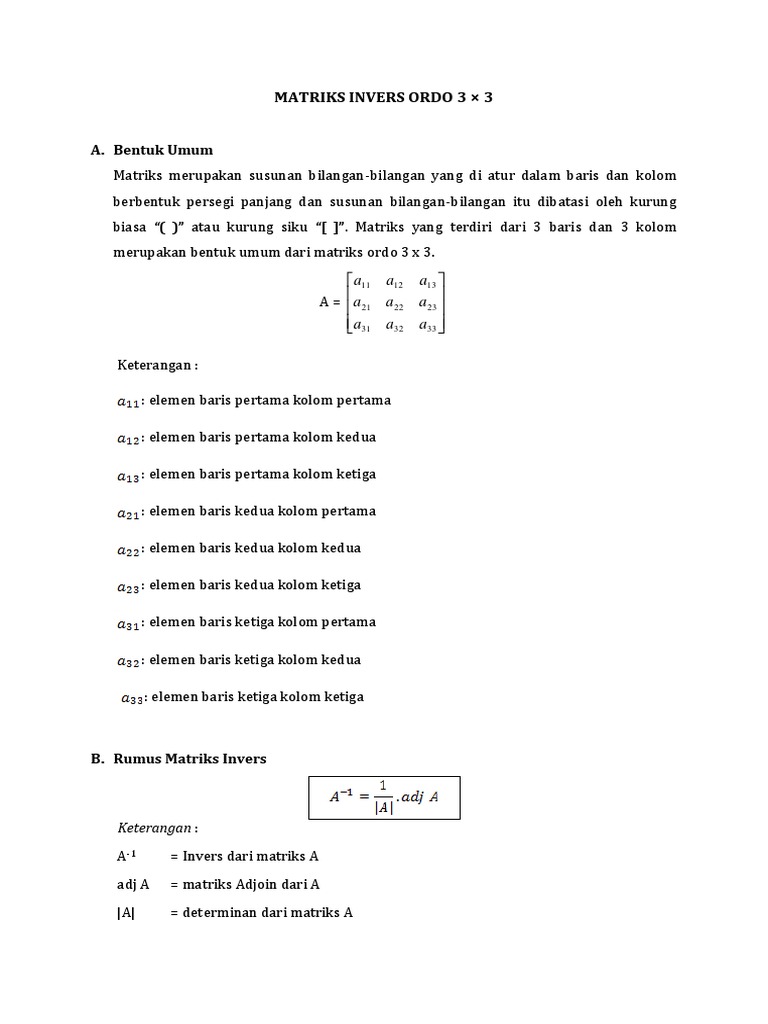 Materi Matriks Invers | PDF