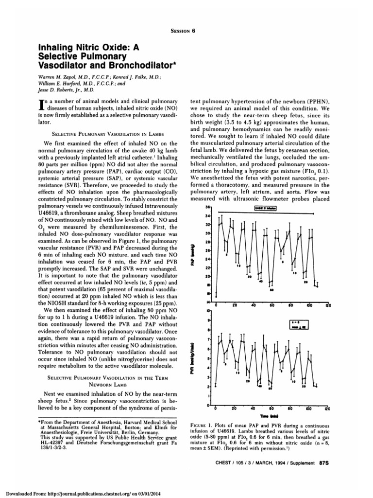 Inhaling Nitric Oxide: A Selective Pulmonary Vasodilator and ...