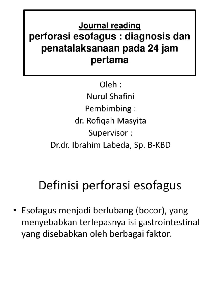 Definisi Perforasi Esofagus | PDF