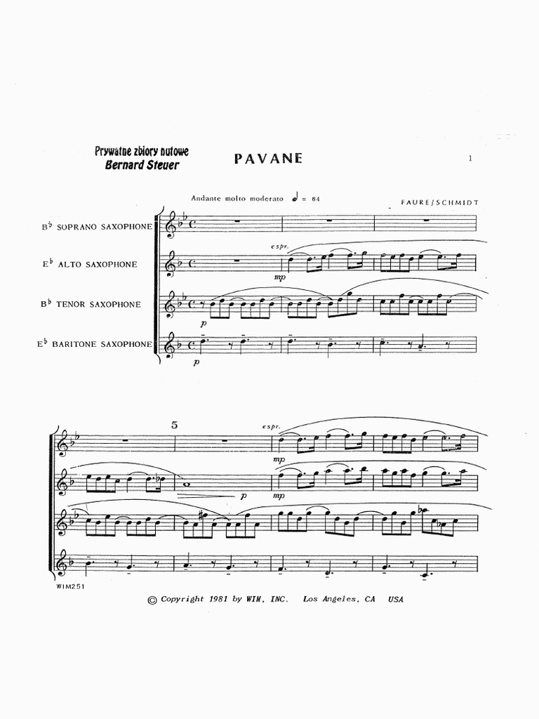 Faure - Pavane Saxofon | PDF