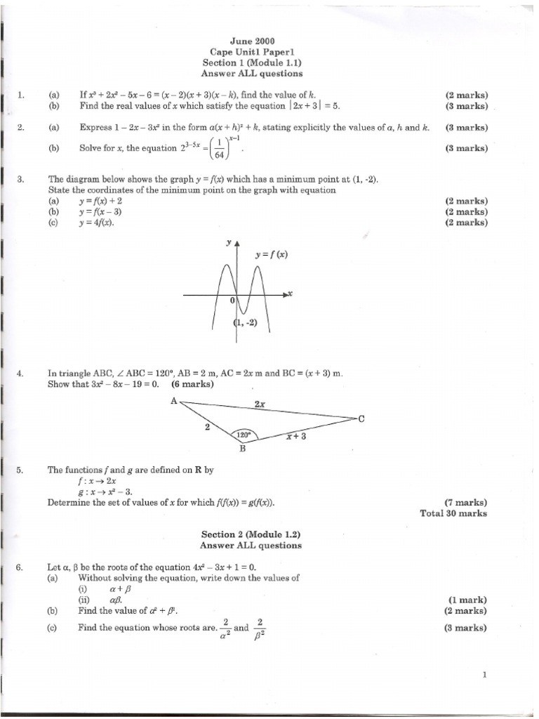 CAPE Pure Math 2000-2010 | PDF