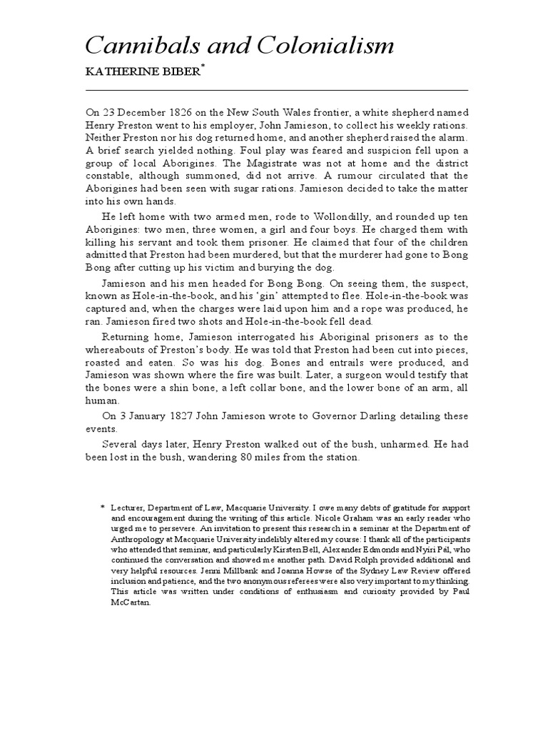 Biber, Canibalism and Colonialism | PDF | Cannibalism