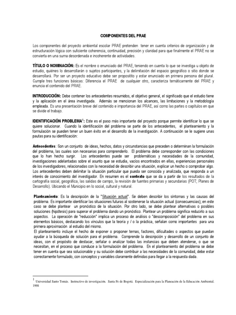 Componentes Clave del PRAE | PDF | Teoría | Conocimiento