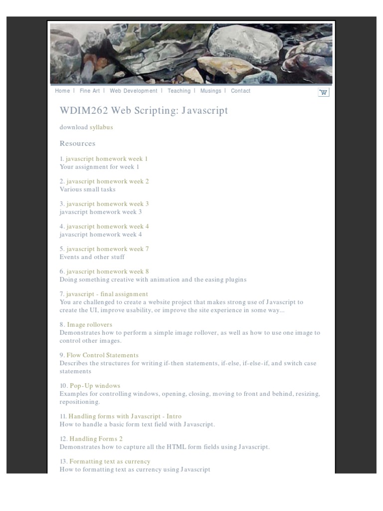WDIM262 Web Scripting: Javascript: Resources | PDF | Java Script | Dynamic Html