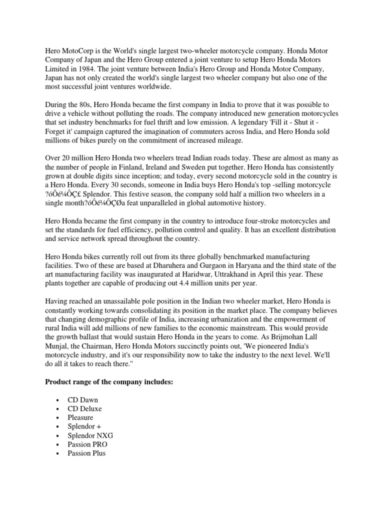 Hero - Honda Data | PDF | Investing | Economies