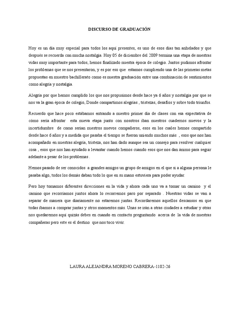 Discurso de Graduación | PDF