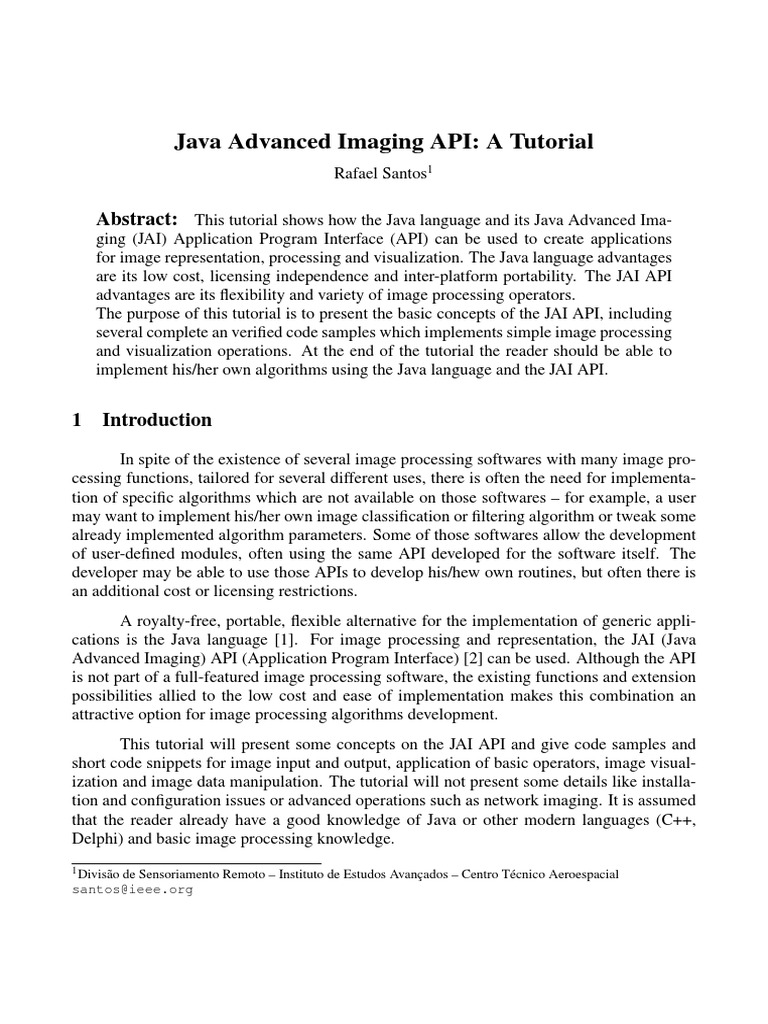 Java Advanced Imaging API: A Tutorial: Abstract | PDF | Method (Computer Programming) | Class ...