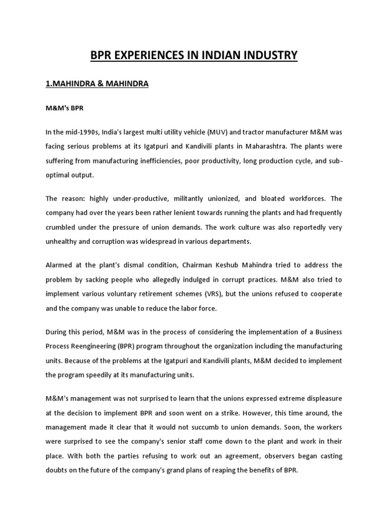 BPR Experiences in Indian Industry | PDF | Sap Se | Business Process