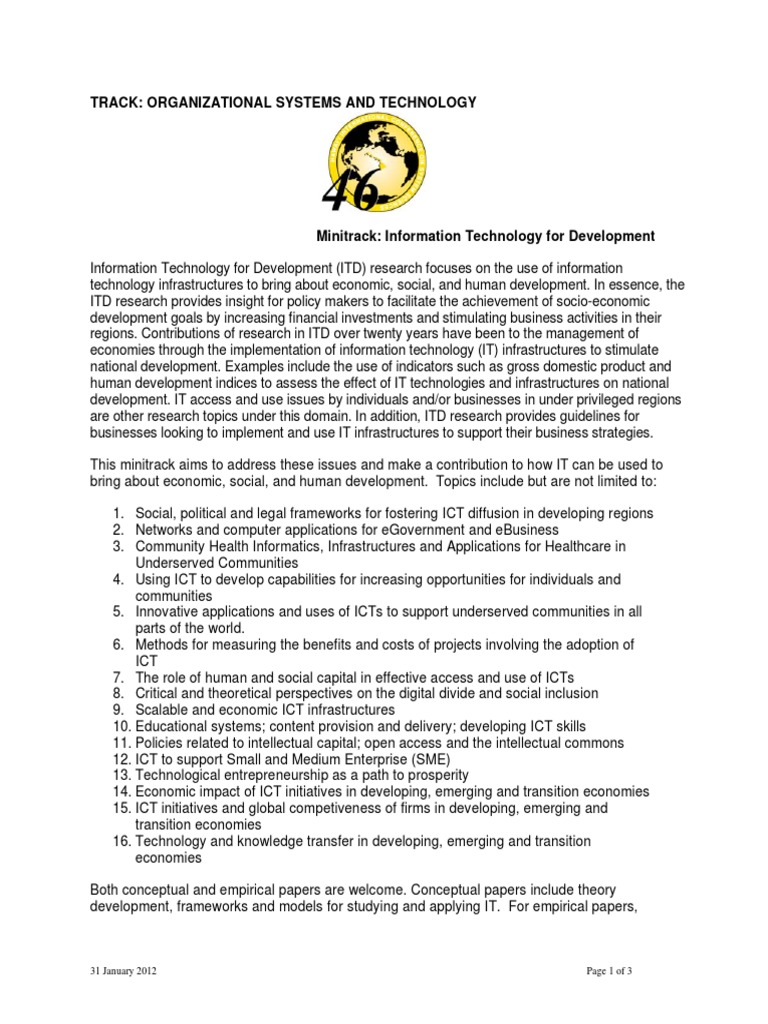 Using Information and Communication Technologies to Promote Economic ...
