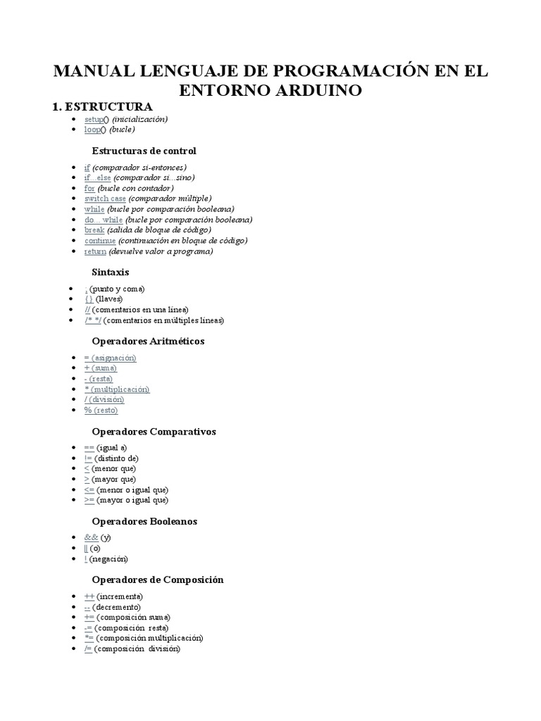 Lenguaje de Programación Arduino | PDF | Cadena (informática) | Poco Lenguaje de Programación Arduino | PDF | Cadena (informática) | Poco