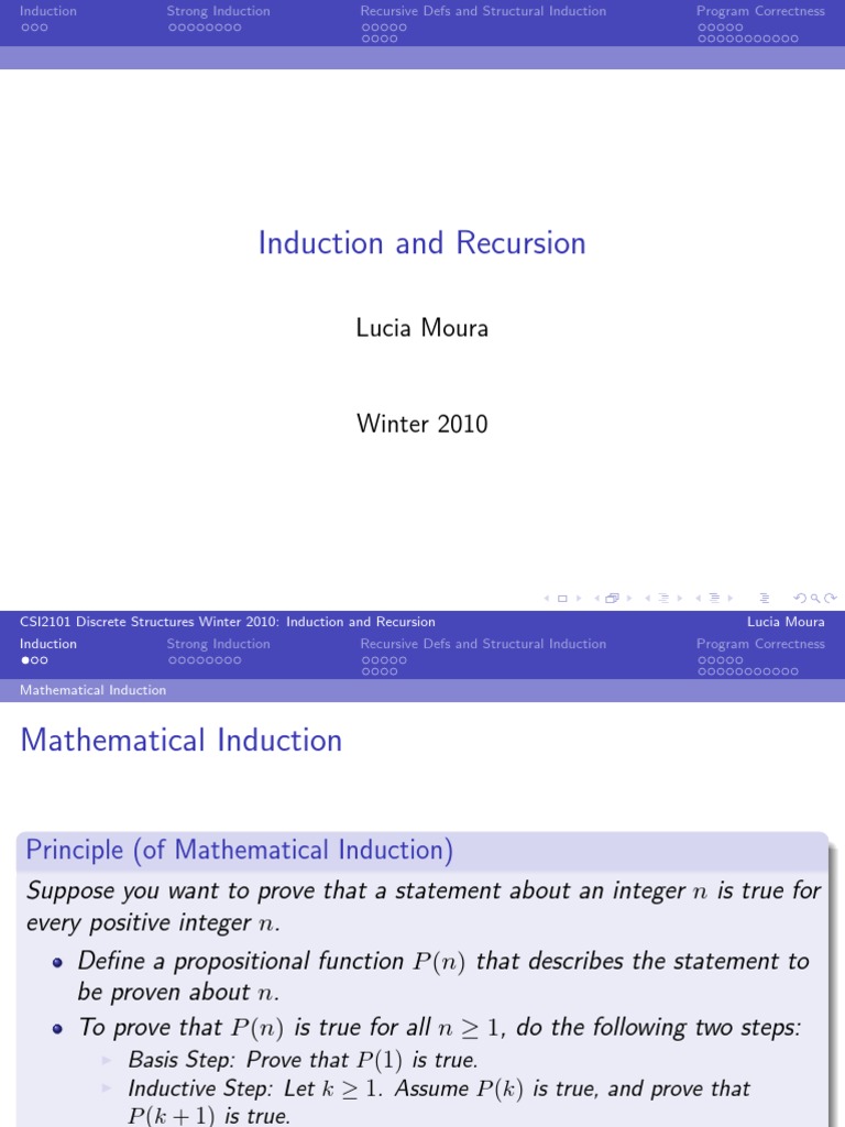 Induction and Recursion: Lucia Moura | PDF | Prime Number | Recursion