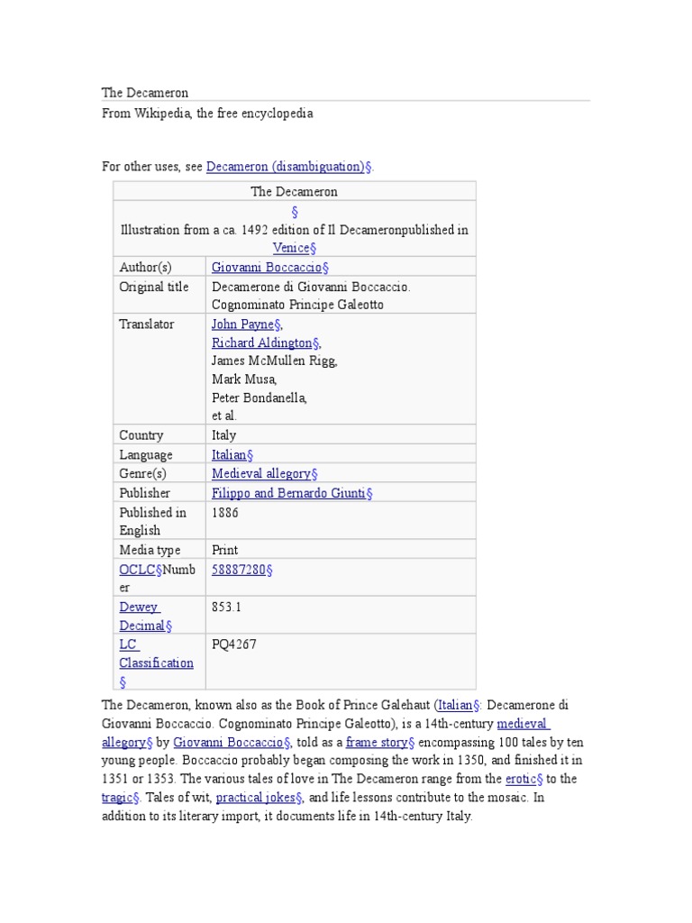 The Decameron | PDF | The Decameron