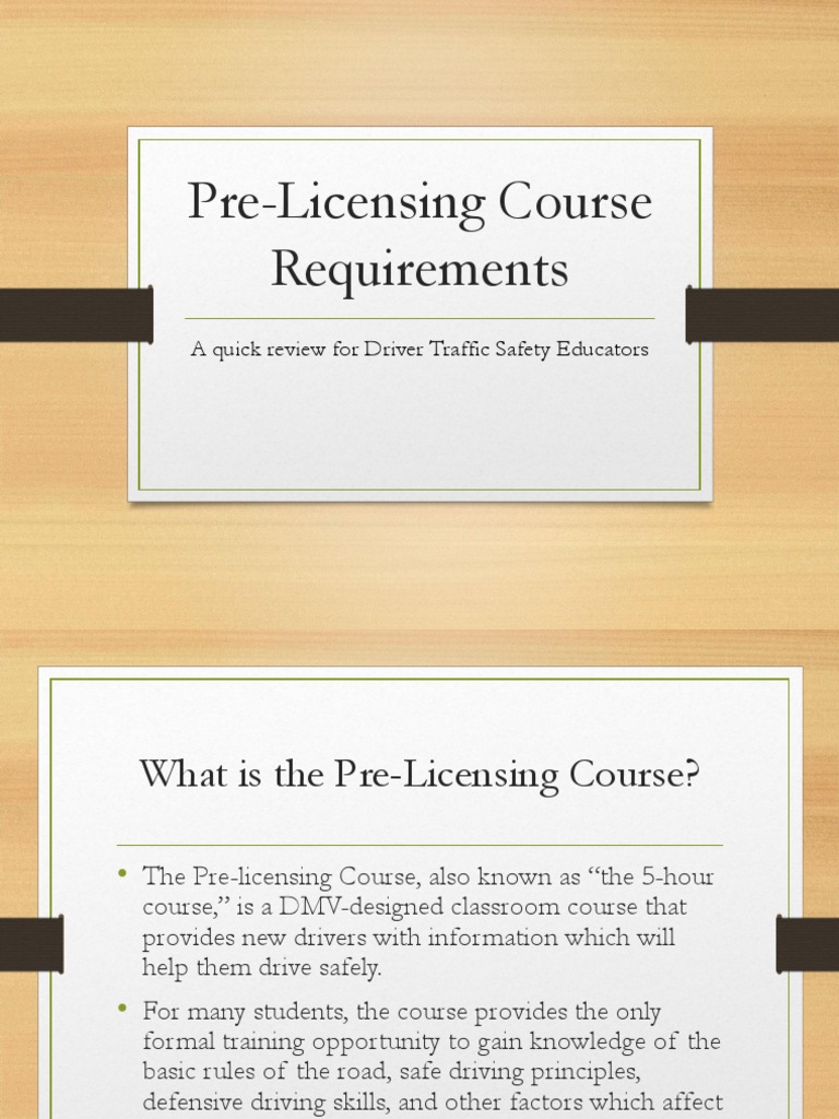 Pre-Licensing Course Requirements For Nysdtsea - Without Transition ...