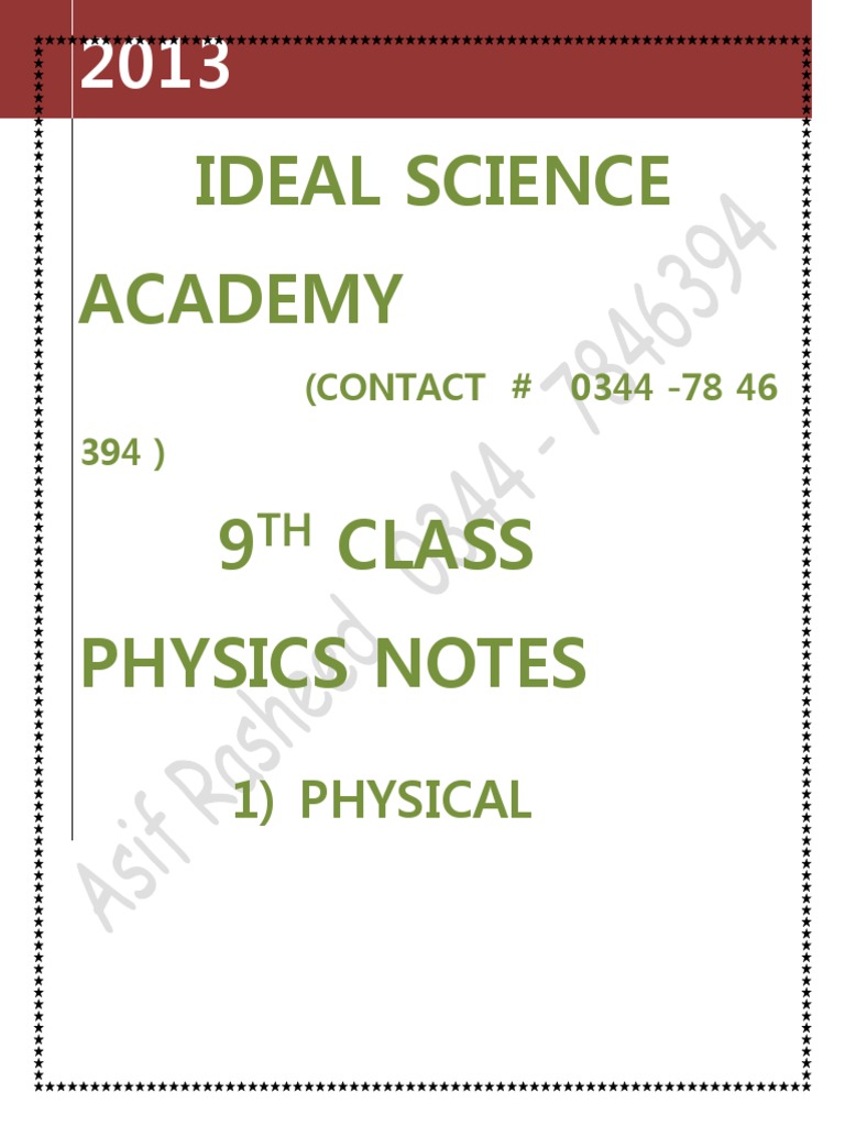Class 9 Physics Notes Overview | PDF | Force | Acceleration