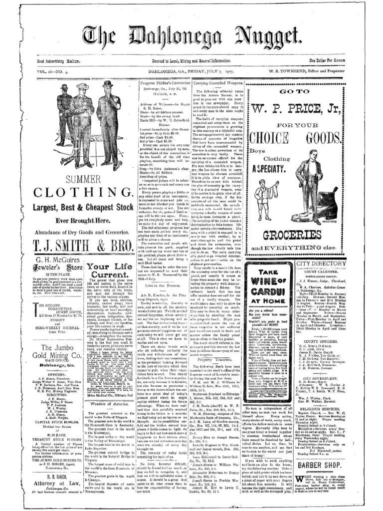 Life in The Georgia Gold Belt in 1900's - As Reported in The Dahlonega ...