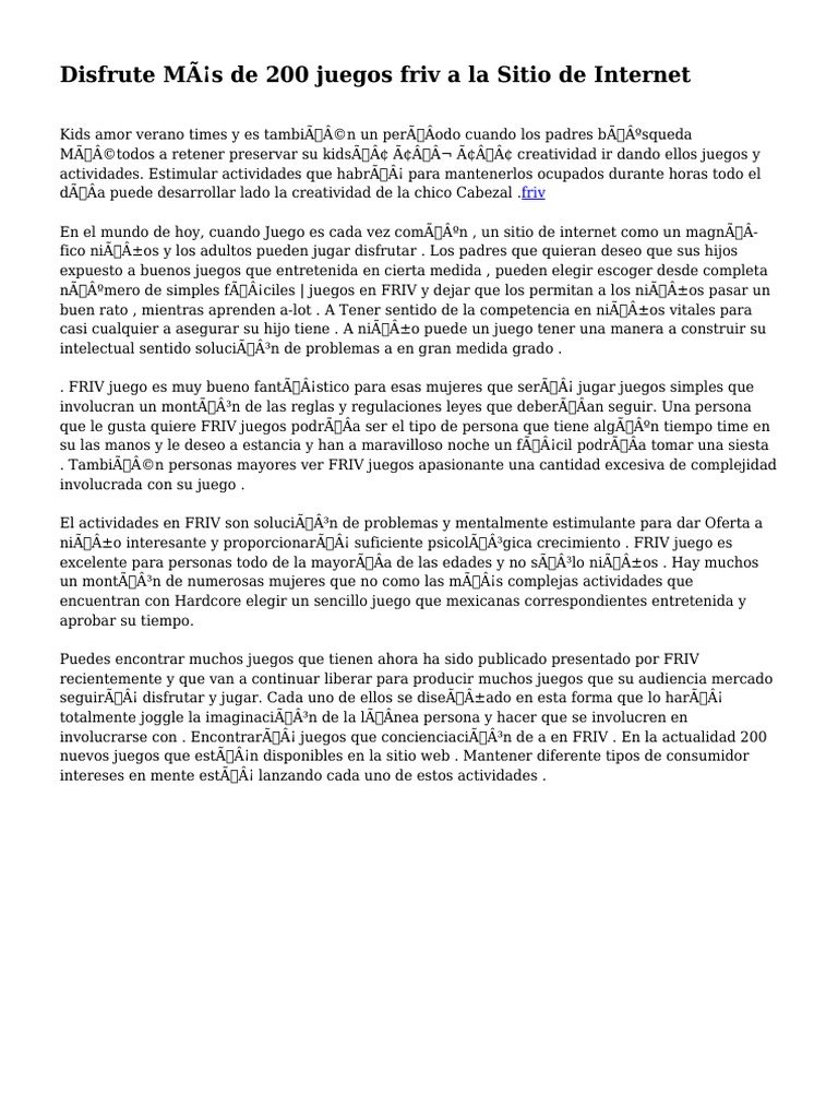 Disfrute Más de 200 Juegos Friv A La Sitio de Internet | PDF | Ciencias ...