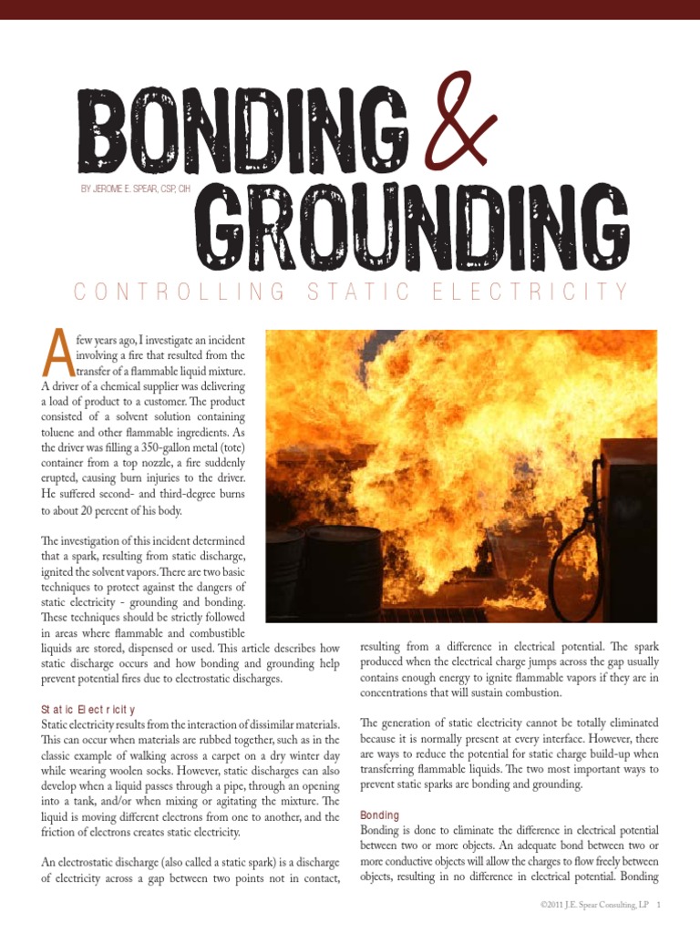 Bonding & Grounding Controlling Static Electricity | PDF | Electrical ...