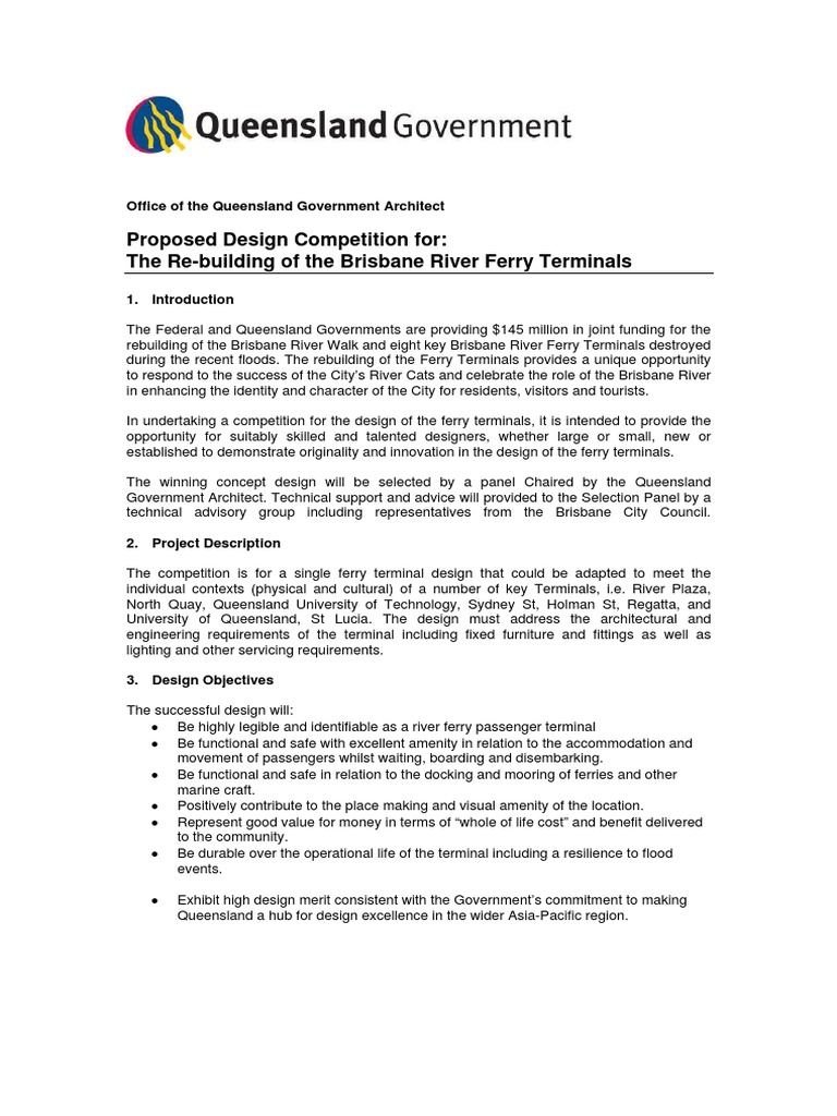 Ferry Terminal Design Competition Libre | PDF | Brisbane | Architect