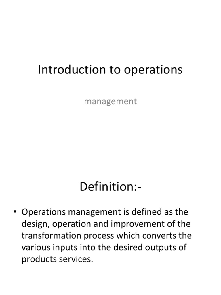 Introduction To Operations | PDF