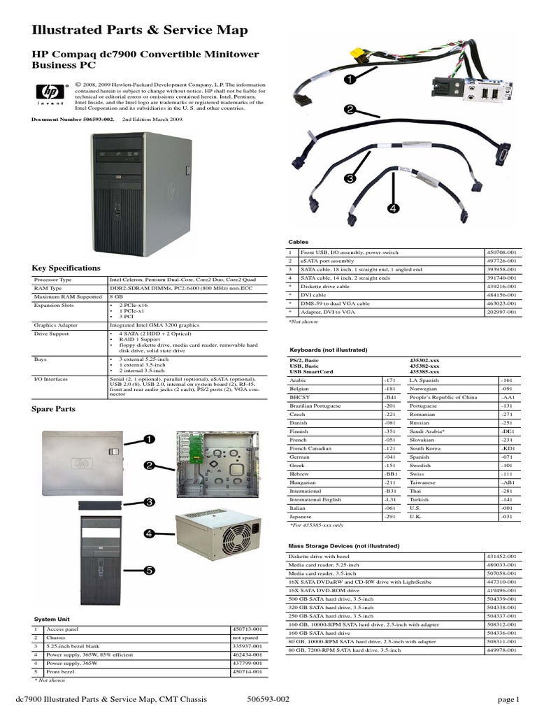 Illustrated Parts & Service Map - HP Compaq Dc7900 Convertible ...