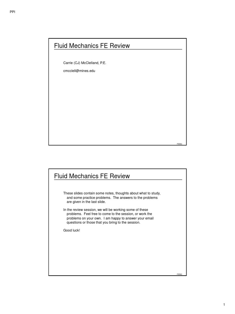 FE Fluids Review - Notes and Problems113pdf | PDF | Buoyancy | Fluid ...