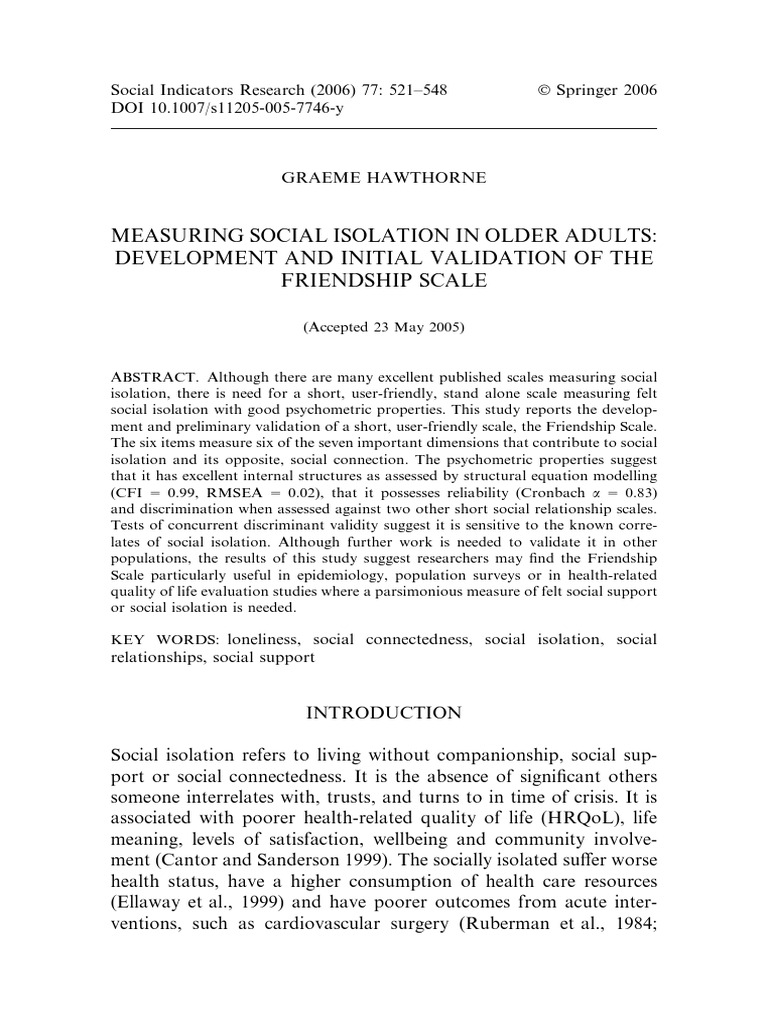 Measuring Social Isolation in Older Adults_development and Initial ...