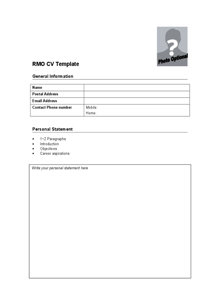 RMO CV Template Guide | PDF