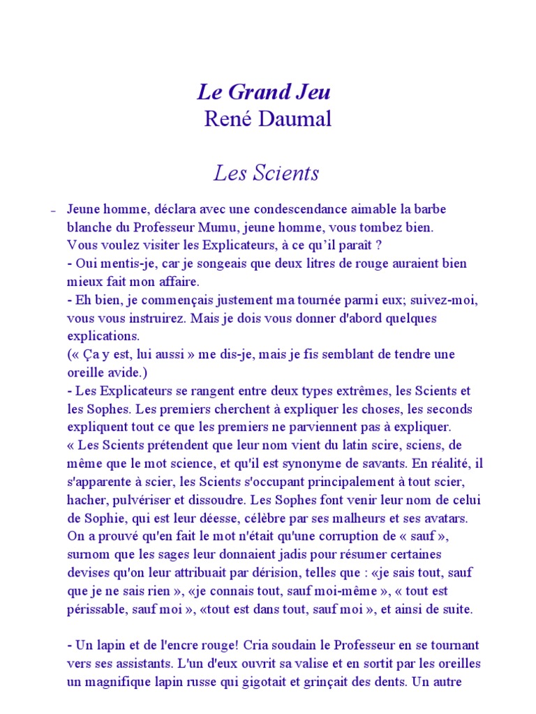 La Grande Beuverie - René Daumal - Les Scients | PDF | Homo | La nature