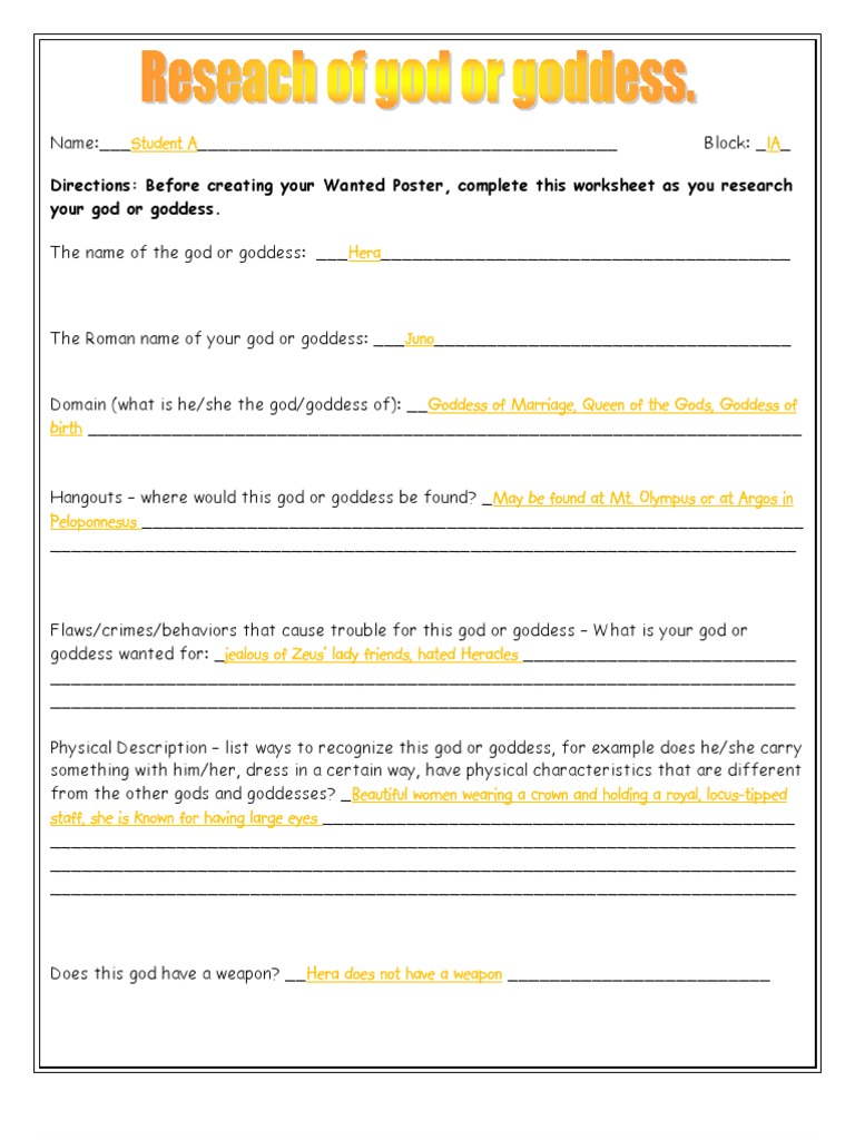 Research of God-Goddess Student | PDF | Zeus | Deities