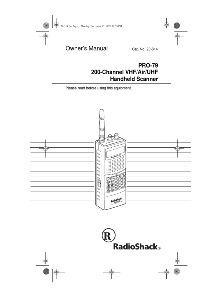 Radio Shack 20-314 Aka Pro-79 Scanner Owners Manual | Download Free PDF ...