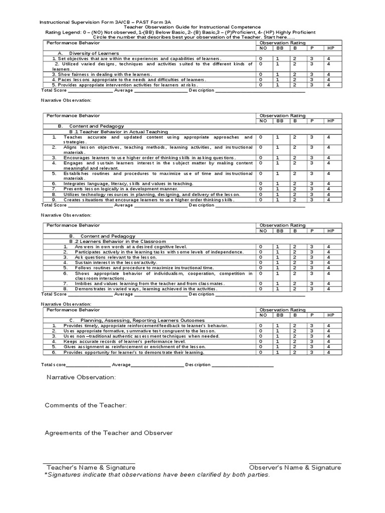 Cb Printables Form 3a-3c | Pdf | Classroom | Learning