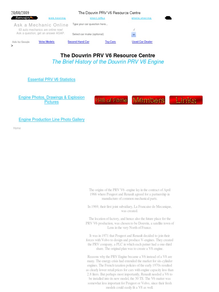 Douvrin PRV V6 Engine Overview | PDF | V6 Engine | Vehicles