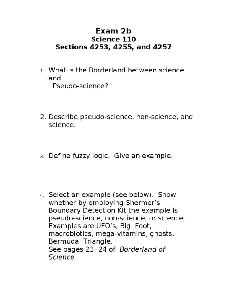 Science vs. Pseudo-Science Exam Guide | PDF