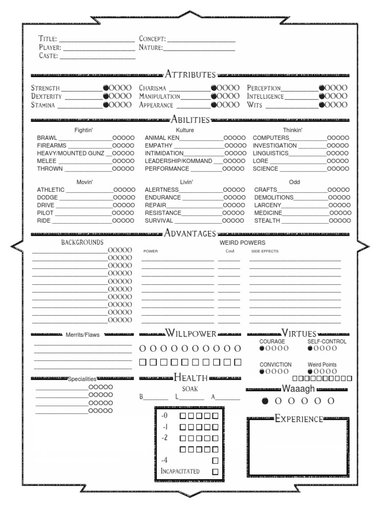Ork Character Sheet | PDF