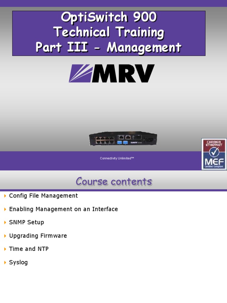 MRV Training - OS900 Management | PDF | File Transfer Protocol | Ip Address