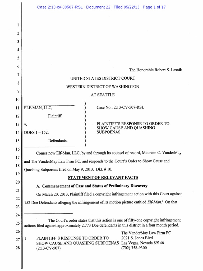 22.0 Response To Order To Show Cause | PDF