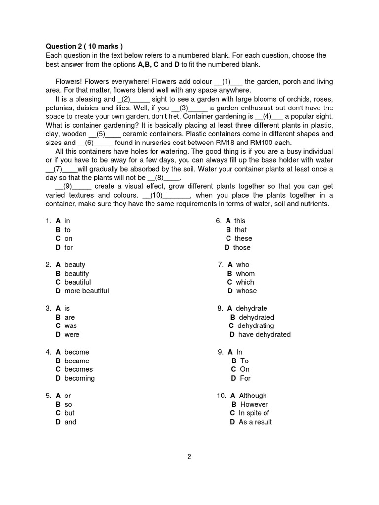 English Form 3 Test | PDF | Leisure | Nature
