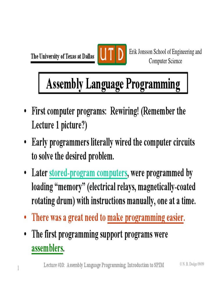 Assembly Language Programming Assembly Language Programming | PDF ...