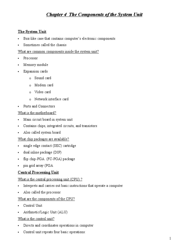 Chapter 4 The Components of The System Unit | PDF | Central Processing ...